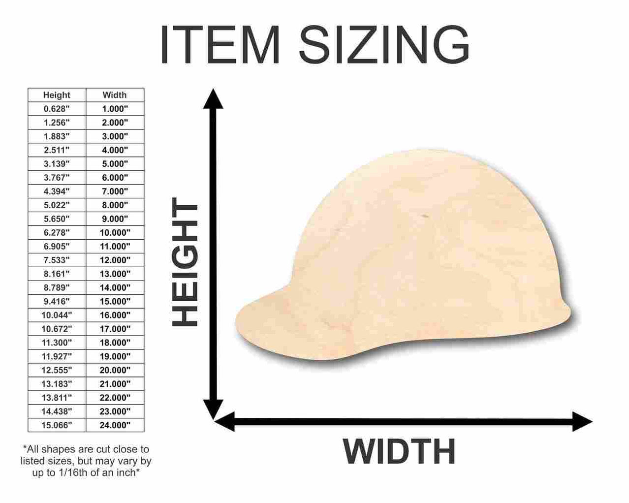 Unfinished Wood Hard Hat Shape - Construction - Tool - Craft - up to 4 ...