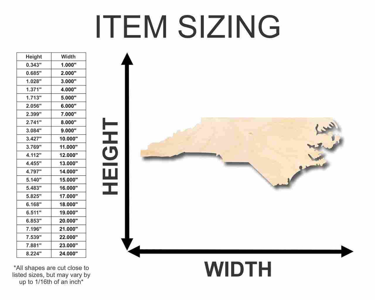 Unfinished Wood North Carolina Shape - State - Craft - up to 46" DIY ...
