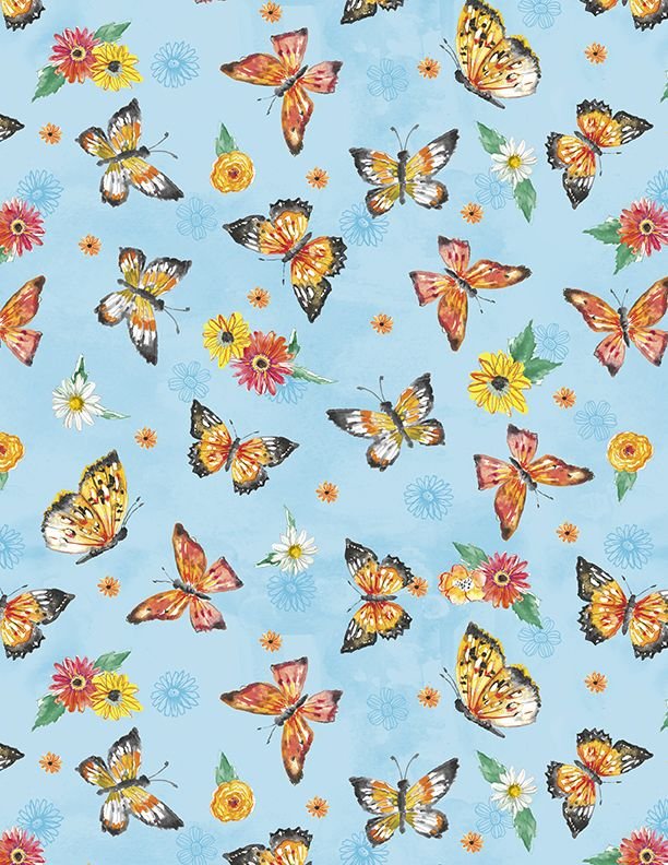WL Fanciful Flight Butterflies Blue — High Country Quilts