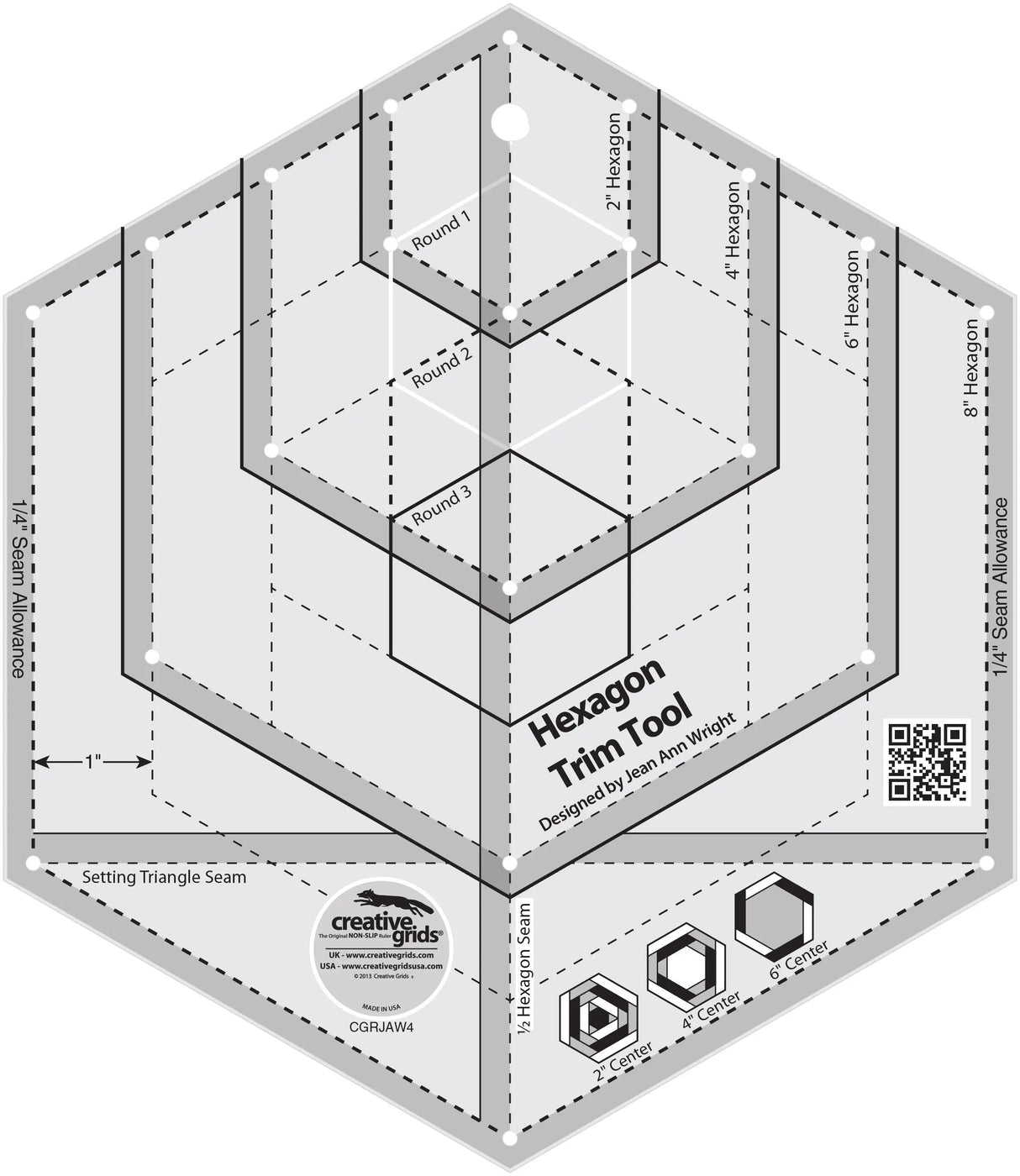 Creative Grids Hexagon Trim Tool Quilt Ruler — High Country Quilts