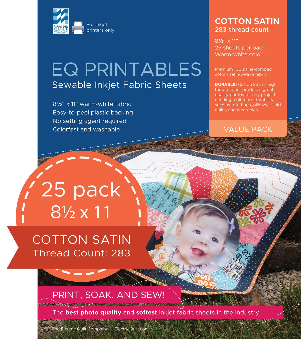 Premium Cotton Satin Inkjet Fabric 25 Sheets per pack — High Country Quilts