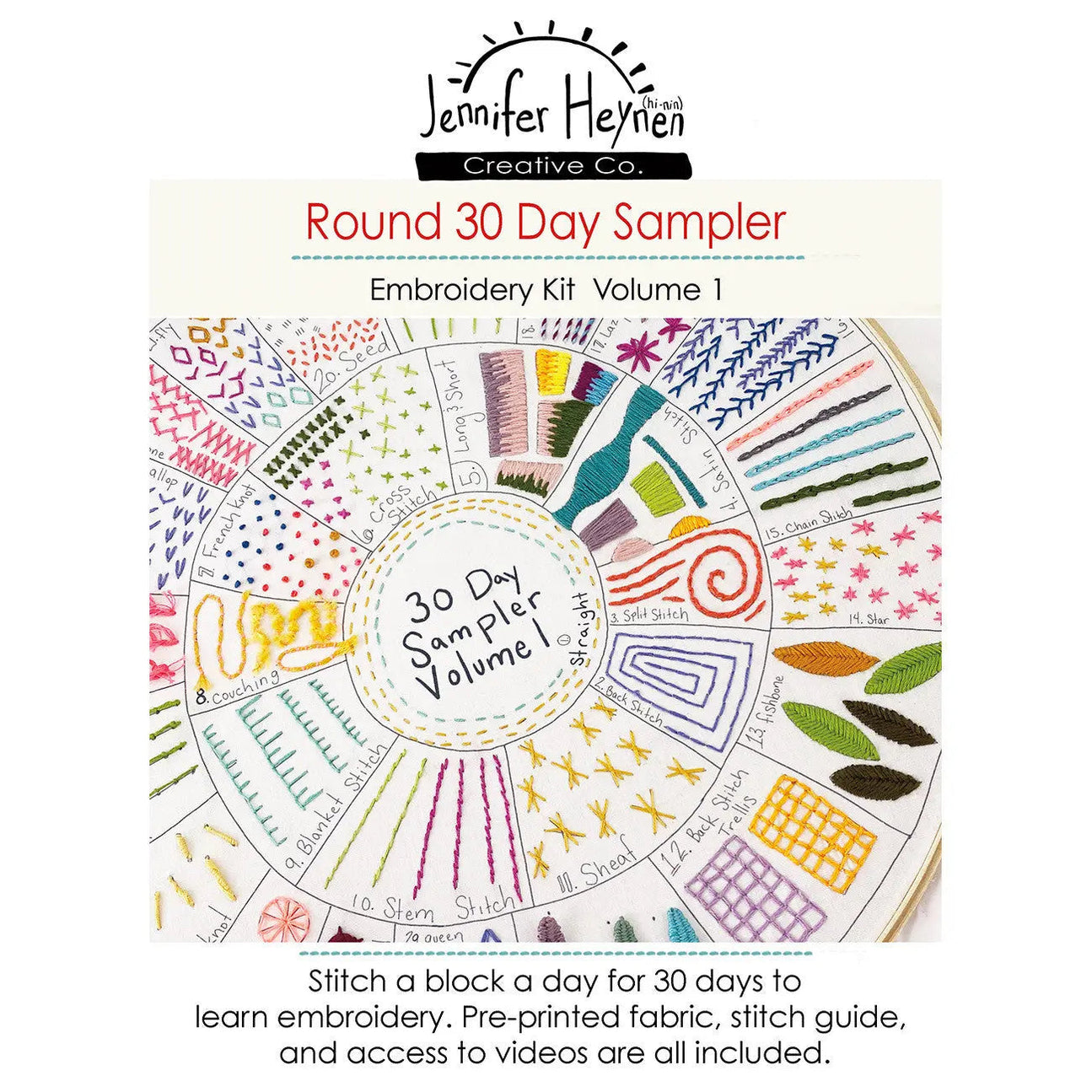 Round 30 Day Sampler Embroidery Class Volume 1 — High Country Quilts